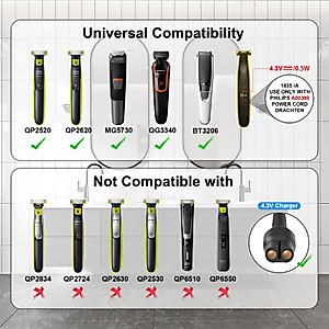 for Philips One Blade A00390 Power Cord, Charger for Norelco Oneblade QP2520 QP2510 QP2515 QP2525, Replacement Phillips Razor MG3740, QP2620, MG5720 Charging Cable (Brush, Ndicator Ligh)