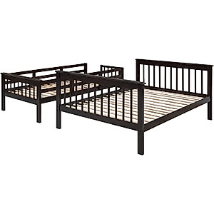 CITYLIGHT Bunk Beds Twin Over Full Size with Stairs, Wooden Bunk Beds with Storage Open Shelves, Stairway Bunk Bed Convertible to 2 Separated Beds,Kids Bunk Beds for Bedroom, Dorm,Espresso