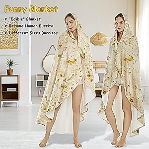 Burritos Tortilla Throw Blanket, Tortilla Wrap Blanket, Novelty Tortilla Round Blanket Giant Tortilla Round Soft Blanket for Adults and Kids