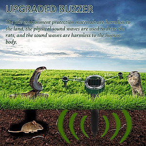 JL JIA LE Solar Mole Repellent 8 Pack Outdoor Ultrasonic Gopher Control Spikes Waterproof Sonic Device Ultrasonic Gopher Repellent