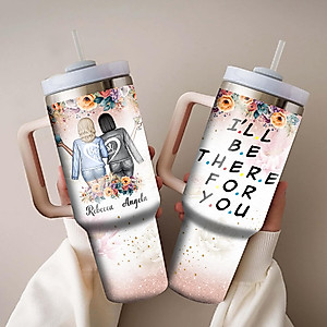 WAZONE Personalized Best Friend BFF Tumbler 40oz with Handle and Straw I'll Be There For You Quote Birthday Christmas Awesome Custom Names Gift For Women Besties Good Friends Sister Coffee Mugs