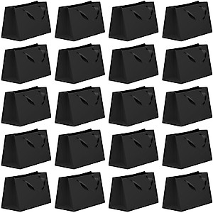 20 Pcs Black Kraft Paper Gift Bags 10.6 x 8.2 x 3.1 Inch Gift Bags Bulk with Handles for Retail Bag, Party Favor Bag, Birthday Gift Bag, Merchandise Boutique Retail Bags