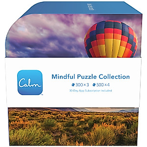 Calm App, 7-Pack Daily Mindful Puzzle Collection 300-Piece 500-Piece for Relaxation & Stress Relief with Subscription, for Adults & Kids Ages 8 and up