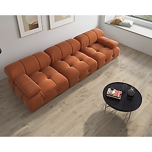 BOKIFOL Sectional Sofa, 104'' Modular Sectional Couch Modern Velvet Sofa 3-Seater Couch for Living Room, Apartment(Orange)