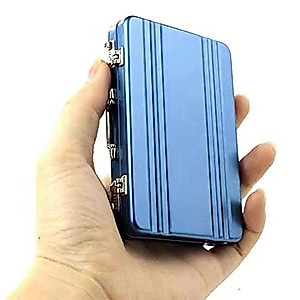 Kangsanli Metal Mini Briefcase Card Holder Case Box,Business Card Organizer for Man and Woman,Card Case Id Holders Luxury Credit Card Holder（Blue）