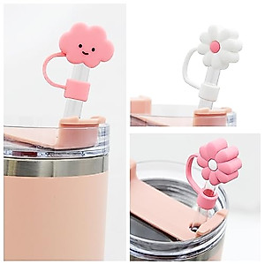 Straw Cover Cap for Stanley Cup,Silicone Straw Topper Compatible with 30 and 40 Oz Tumbler with Handle,10 mm 0.4 in Reusable Straw Tips Lids