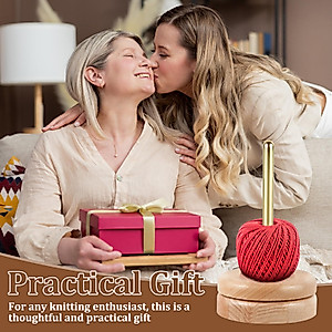 Wooden Yarn Holder Revolving Yarn Ball Stand Rotatable Beech Wood Yarn Skein Spinner Spindle Wooden Sewing Crocheting Tool Yarn Thread Holder Dispenser for Knitting