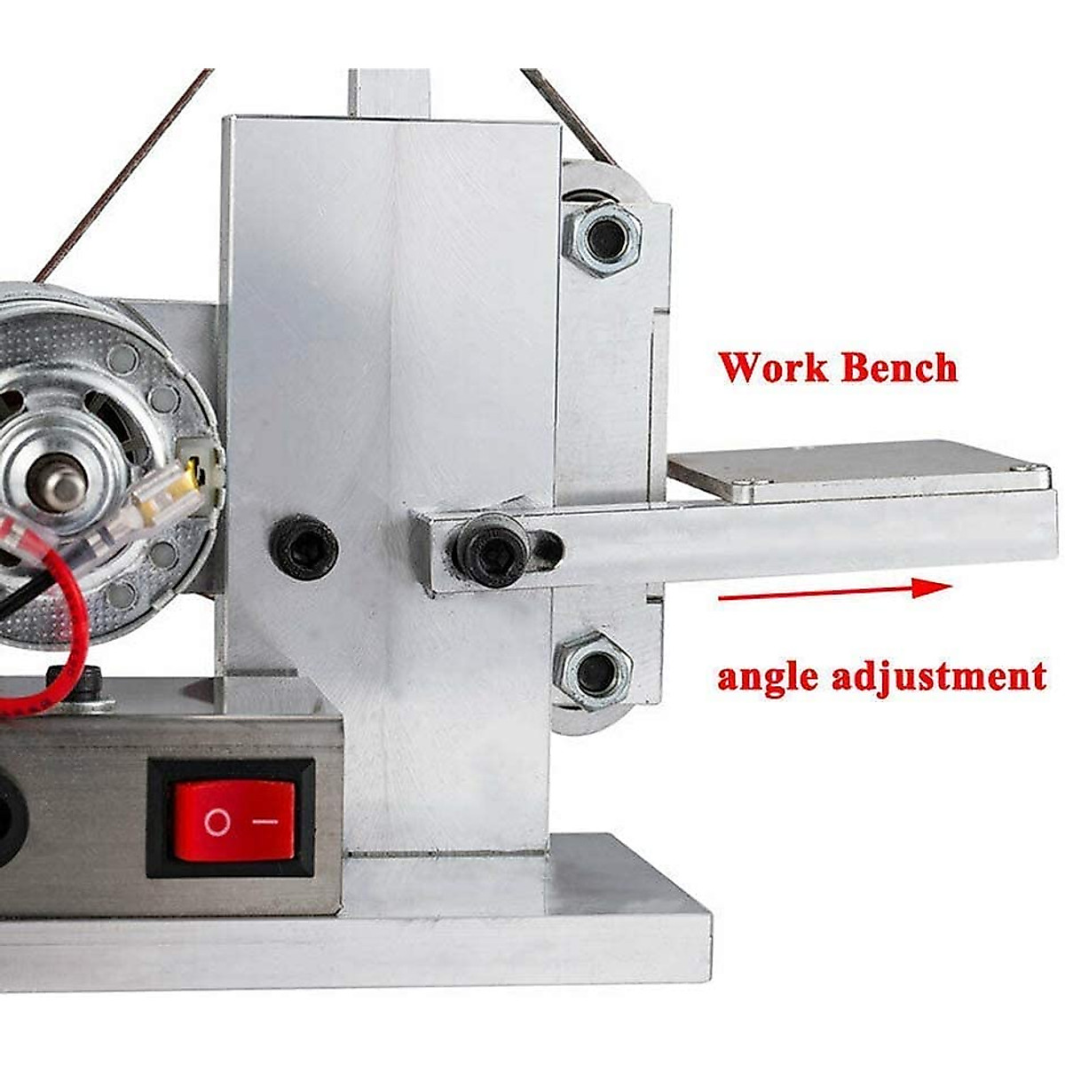 DOMINTY 110V Belt Sander Polishing Grinding Machine DIY Mini Belt Sander Knife Apex Edge Sharpener with 10PCS Abrasive Belts