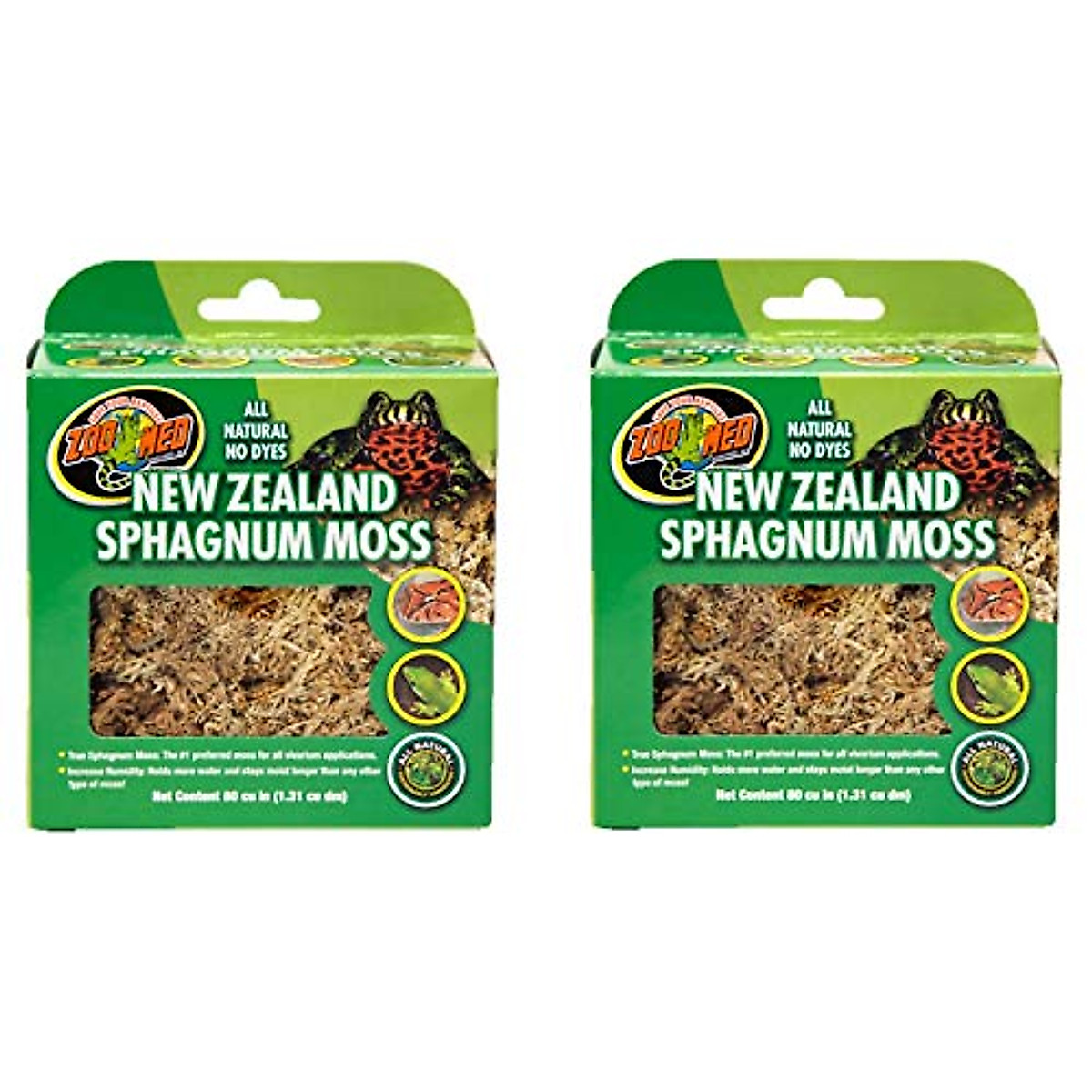 Zoo Med Laboratories SZMCF3NZ New Zealand Sphagnum Moss, 80 Cubic Inch (2 Pack)