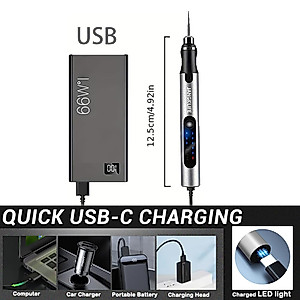 JANGKLIFE USB rechargeable portable electric micro-sanding pen, 4.2V 3-speed adjustable, suitable for grinding, polishing, drilling, engraving, DIY crafts