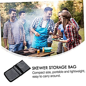 YARNOW 1pc Storage Bag Travel Set Mesh Bags for Travel Storage Bags for Travel Grill Skewers for Outdoor Grill Grilling Sets Barbecue Stick Container Picnic Grill Skewer Bag Earth Tones