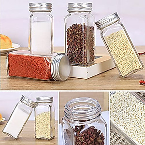 Homerove 6oz Spice Jars Bottles, 30pcs Empty Square Spice Containers with Shaker Lids and Airtight Metal Caps(30pcs Blank Lables, Silicone Funnel and Brush Included)