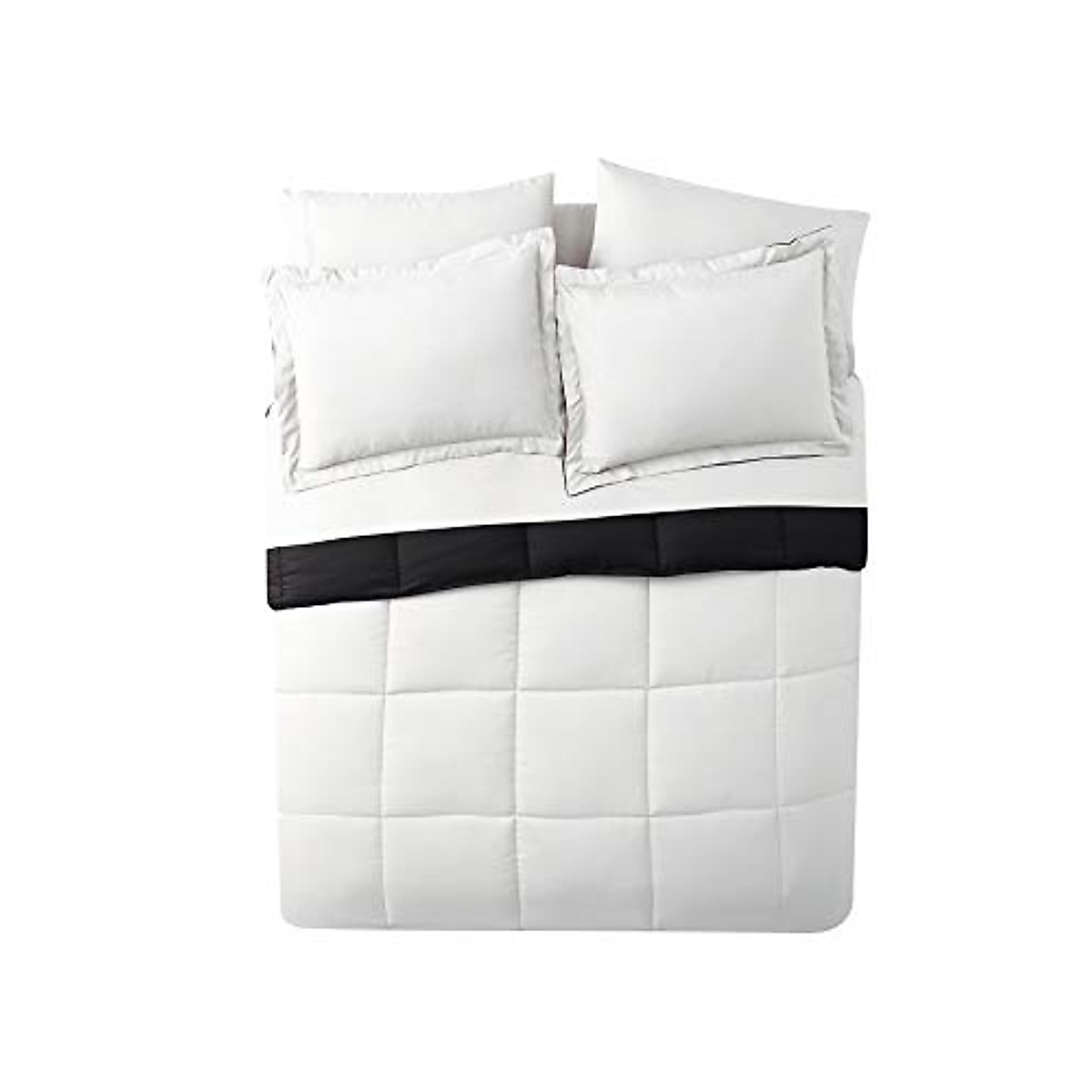 VCNY Home - Queen Bed in a Bag, Reversible 7-Piece Bedding Set, Stylish Room Decor (Lincoln Black/White, Queen)