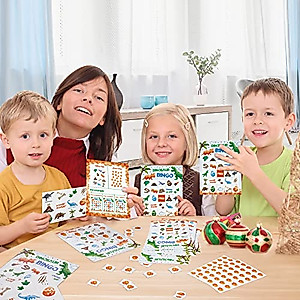 WERNNSAI Watercolor Dinosaur Bingo Party Games - 24 Players Dino Birthday Bingo Cards Set for Kids Boys Dinosaur Themed Activities for School Classroom Family Holiday