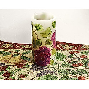 Battery Operated Decorative Hand Painted Grapes Safe Flickering Flame Flameless Pillar Candle with Timer Fall Grapevine Decor