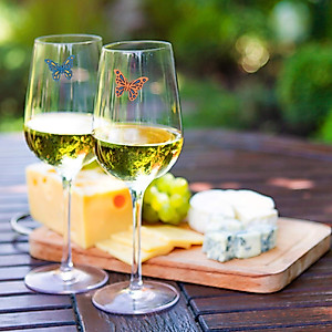 Simply Charmed Butterfly Magnetic Wine Glass Charms - 6 Wine Magnet Drink Markers - Fun Gift for the Gardener