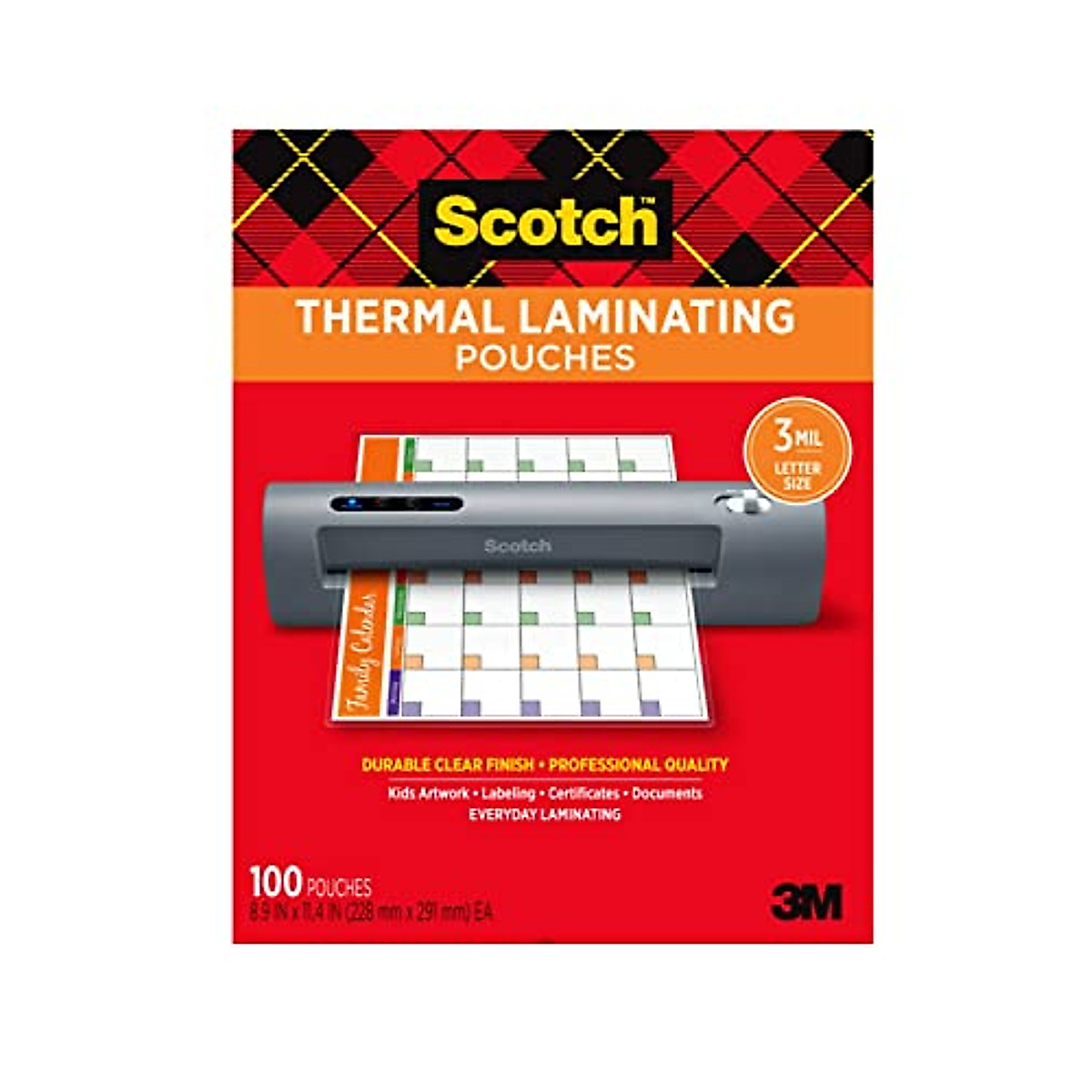 Scotch Thermal Laminating Pouches, 200- Count-Pack of 1, 8.9 x 11.4 Inches, Letter Size Sheets, Clear, 3-Mil (TP3854-200) & Scotch Thermal Laminating Pouches & Scotch Magic Tape, 6 Rolls