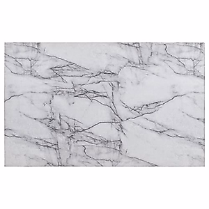 WOZNLA Room Table Piece Modern Dining Set for 6-Rectangular Marbled Veneers Tabletop, V-Shaped Legs, 4 Chairs, 1 Bench with Padded Cushion-White