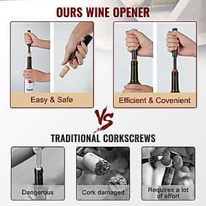 Tyzine Wine Air Pressure Pump Bottle Opener,Efficient Corkscrew Bottle Opener,Easy Screw Out Tool,Portable Pocket Bottle Opener Great For Wine Lovers,Perfect Wine Gift. (red-1pcs)