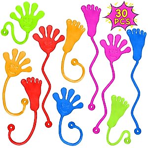 PICcircuit Sticky Hands Bulk 30 PCS Party Favors for Kids 4-8,8-12 Year Stretchy Sticky Hand Feet Christmas Goodie Bags Stuffers for Kids Small Mini Classroom Prizes Bulk Birthday Party Slap Hand