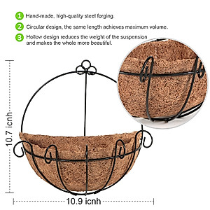 EuroBird Artificial Flowers Hanging Basket for Outdoor Indoor, Fake Silk Flowers, Handmade Metal Wall Mount Basket with Artificial Rose Flowers for Home, Patio, Garden, Lawn Decoration (Yellow)