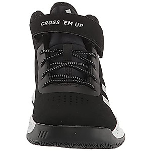adidas Cross Em Up 5 Basketball Shoe, Black/Silver Metallic/White, 3 Wide US Unisex Little_Kid