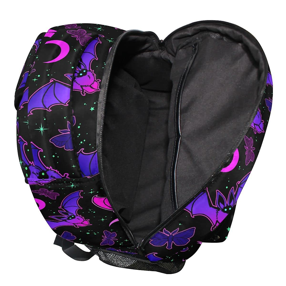 MNSRUU Student School Bag Purple Bat Gothic Backpack for Girls Boys College Bookbag Laptop Rucksack Travel Backpack for Adult Teen Casual Daypack