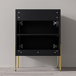 Dowell 24" Inch Charcoal Bathroom Vanity with Ceramic Sink Combo, Modern Bathroom Cabinet with Soft-Close Door, Freestanding Single Bathroom Vanity Set - 002 Series [Assembly Required]