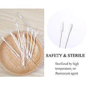 Sppry Olive Oil Makeup Remove Cotton Swabs - Individually Wrapped Double Tipped Paper Sticks, 100 Count (Round/Pointed End)