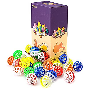 CHIWAVA 45PCS 1.6'' Cat Toy Ball with Bell Plastic Lattice Jingle Balls Kitten Chase Pounce Rattle Toy Assorted Color