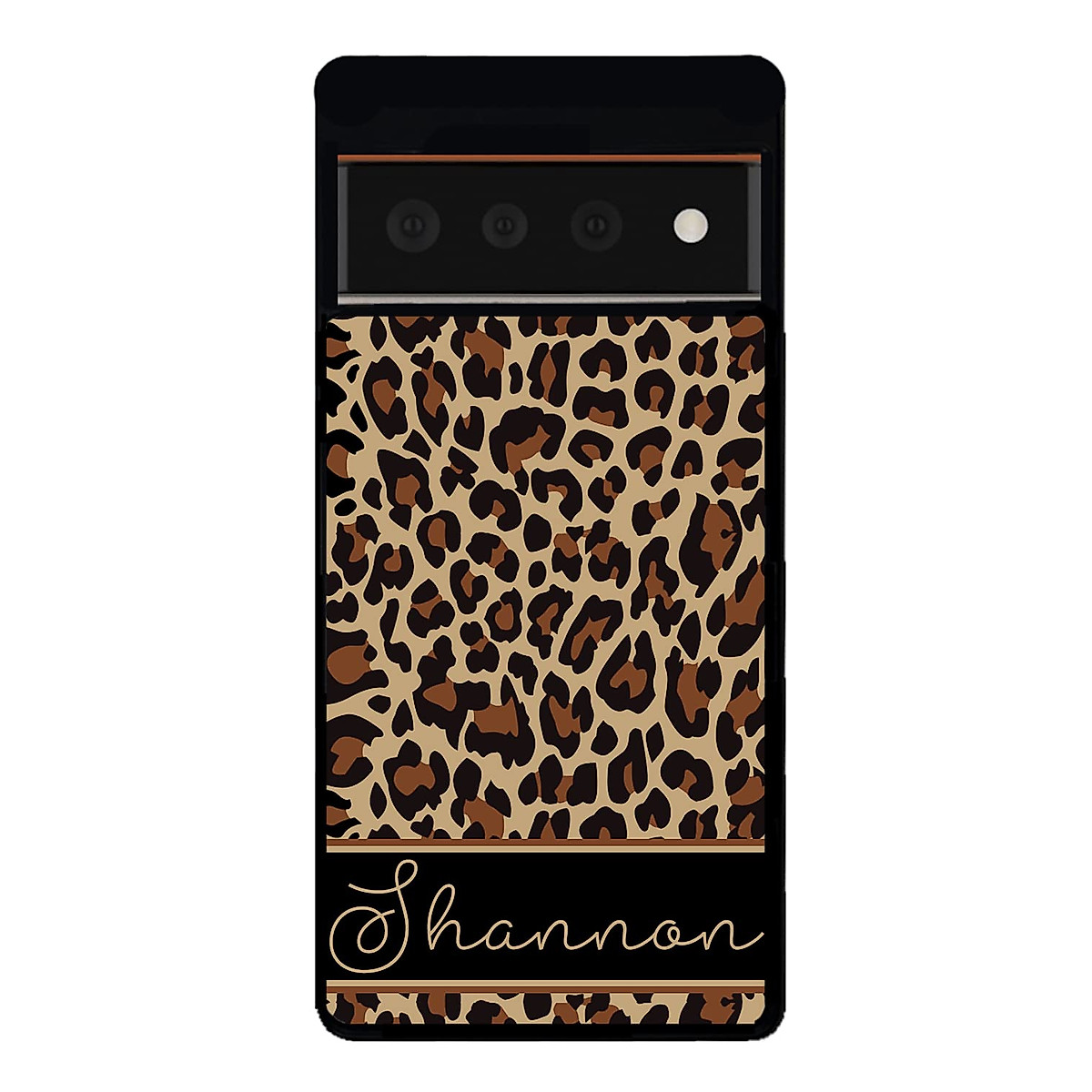 Leopard Animal Skin Personalized Black Rubber Phone Case Compatible With Google Pixel 8 Pro, 8a, 8, 7a, 7, Pixel 7 Pro, 6a, Pixel 6 Pro, 6, 5, 4a 5G, 4a 4G, 4, 4 XL, 3a, 3a XL, 3, 3 XL, 2 XL, 2