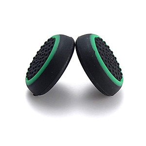 Silicone Thumb Stick Joystick Cap Analog Grip Thumbsticks Cap Cover Case for PS4 PS3 Xbox One Xbox 360 Game Controllers (Black-Green)