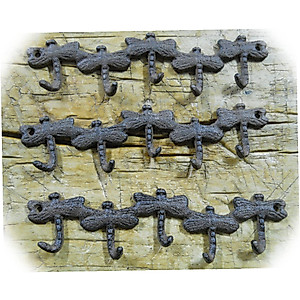New 3 Cast Iron Dragonfly Towel Coat Hooks Hat Hook Key Rack Rustic Brown Finish Timeless Elegant Decorative Indoor/Outdoor Cast Iron Decor XLIM0S00270