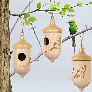 Hummingbird House,Wooden Hummingbird Houses for Outside for Nesting, Gardening Gifts Home Decoration,3 Pack