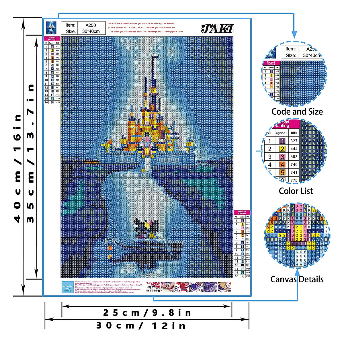 JAKI Diamond Painting Kits for Adults-Castle Diamond Art Kits for Adults,Gem Art Kits for Adults Pictures Arts Craft for Home Wall Decor (12x16inch)