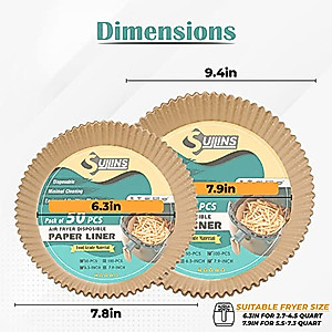 SULLINS 50 Pcs Air Fryer Liners, Disposable Paper Liner for 2.7 to 4.5 Qt Basket, 6.3-inches Air Fryer Parchment Paper for Air Fryer Basket, Unbleached, Non-stick, Oil-proof Round Air Fryer Liners