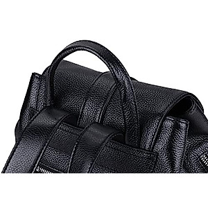 COOLCY New vintage Women Real Genuine Leather Backpack Purse SchoolBag (Black)