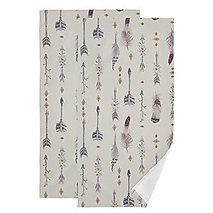 Premium Polyester Cotton Hand Towels Boho Arrows and Feathers, Highly Absorbent,Set of 2, 28.3 x 14.4in(227rh0a)