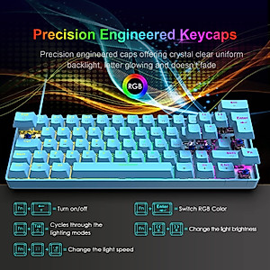 SELORSS ZIYOULANG T60 60% Compact Mechanical Gaming Keyboard RGB Chroma Type C Ergonomic Mini Keyboard UK Layout 12000DPI Gaming Mouse Honeycomb Shell for PC/PS4/PS5/Xbox(Red Switch)