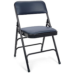 XL Series Vinyl Folding Card Table and Chair Set (5pc) - Comfortable Padded Upholstery for Easy Cleaning - Fold Away Design, Easy Storage - Premium Quality, Wheelchair Accessible (Navy)