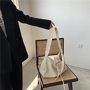 Canvas Tote Aesthetic Tote Bag Canvas Hobo Bag Women's Tote Canvas Women's Canvas Purse (White)