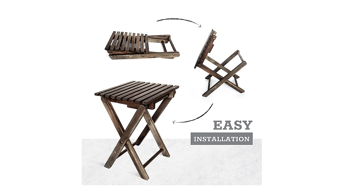 LITADA Small Patio Table Set - Modern Acacia Design