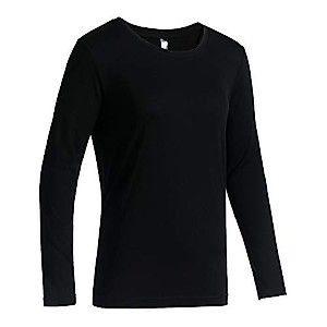 100% Merino Wool T-Shirt for Women's Long Sleeve Base Layers Odor Resistance for Outdoor Black