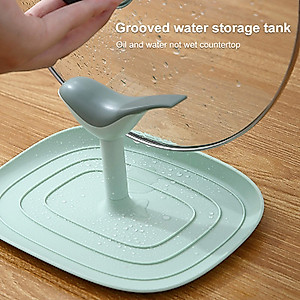 JHZDX Spoon Rest & Pot Lid Holder, Stove Top Birds Shape Kitchen Utensil with Drip Pad for Multiple Utensils Multifunctional Storage Rack Eco-friendly, Stand for Spoons Lids Spatula Tongs(green)