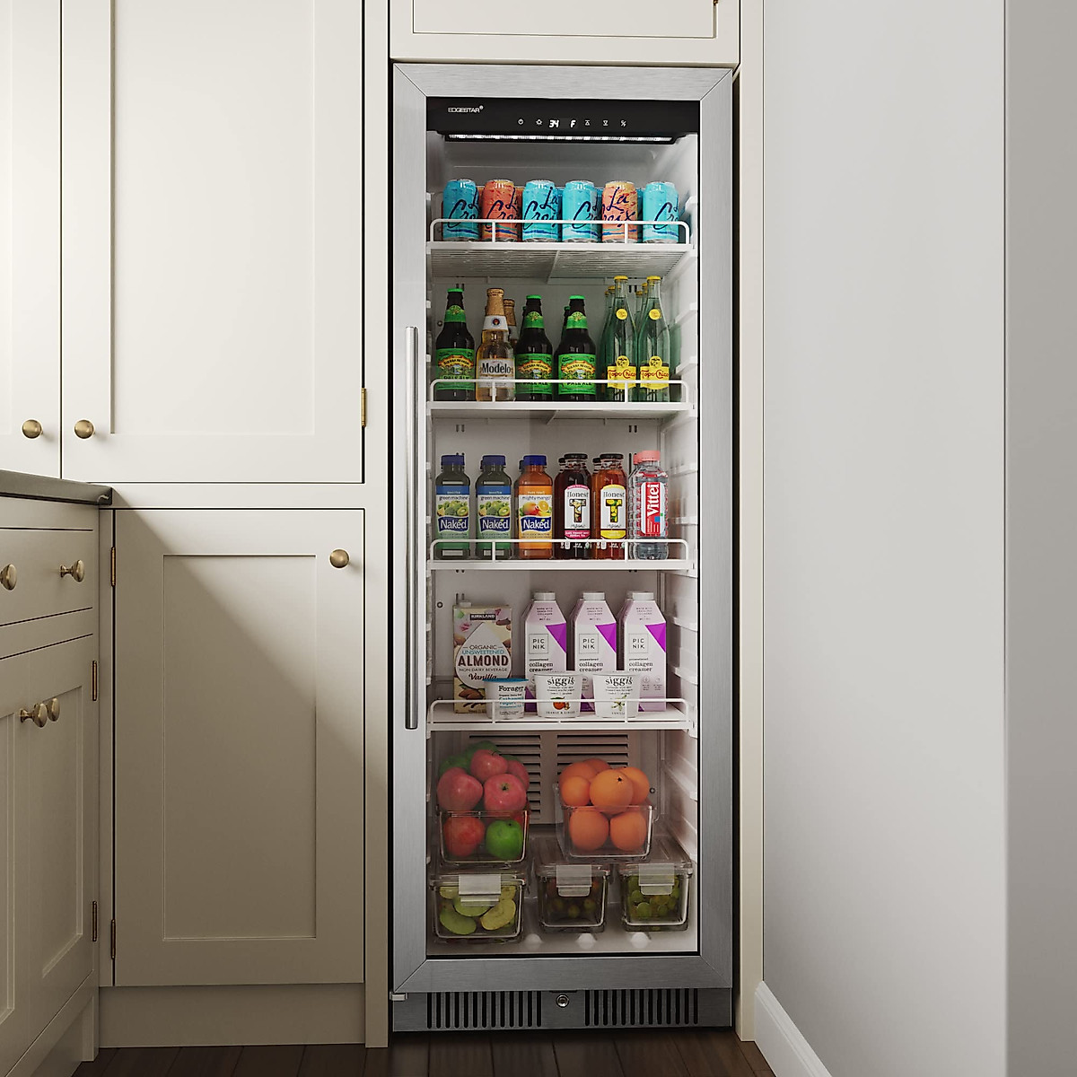 EdgeStar VBM101 22 Inch Wide 10.1 Cu. Ft. Commercial Beverage Merchandiser With Temperature Alarm and Reversible Door - Stainless Steel