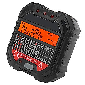 HT107B Socket Tester, US 90-250V Plug Breaker Finder with LCD Display Frequency Test Electric Circuit Detector