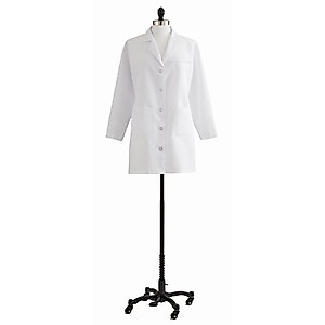 Medline Women's Classic Staff-Length Lab Coat, White, Size 30, 1 Count