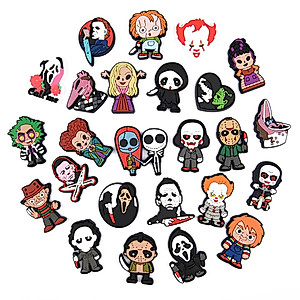XQNB PVC Shoe Charms Horror Movie Halloween Shoe Decorations Accessories Fit Kids Girl Boys Adults Party Favor Gifts
