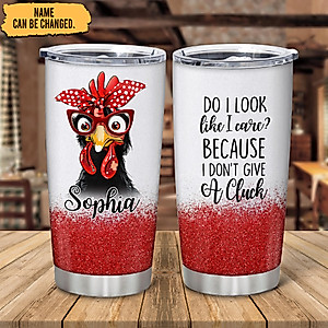 Hyturtle Personalized Funny Sarcastic Chicken Gifts for Chicken Lover Farmer Animal Lover Men Women Friend - Birthday Christmas - Funny Rooster Chicken Custom Name 20oz Stainless Steel Tumbler