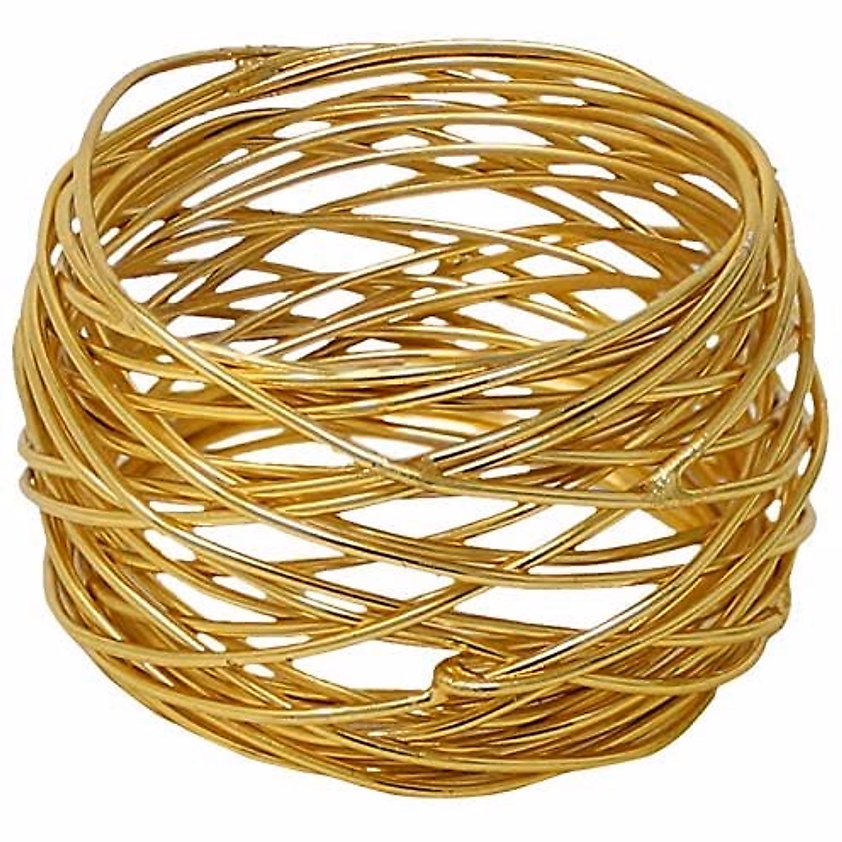 ARN CRAFTS Golden Round Mesh Napkin Rings- Set of 12 for Weddings Dinner Parties or Every Day Use …CW-6-12